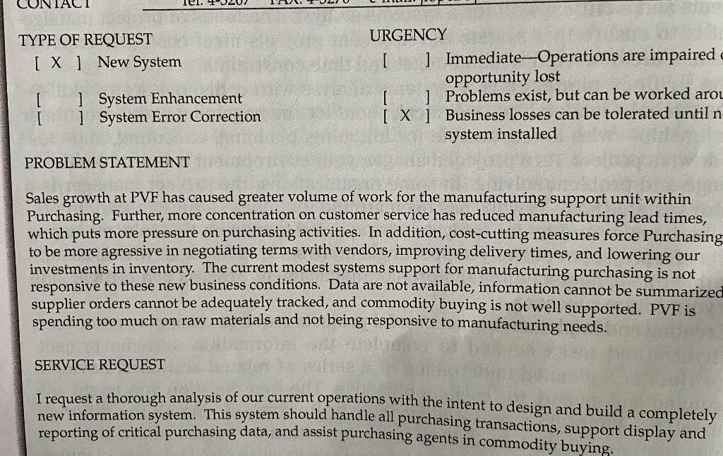 Solved I need a software system service request for any | Chegg.com