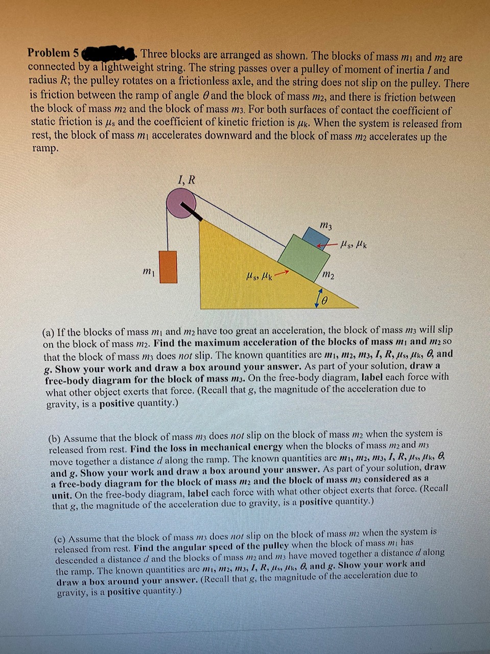 Solved Problem 5 Three blocks are arranged as shown. The | Chegg.com
