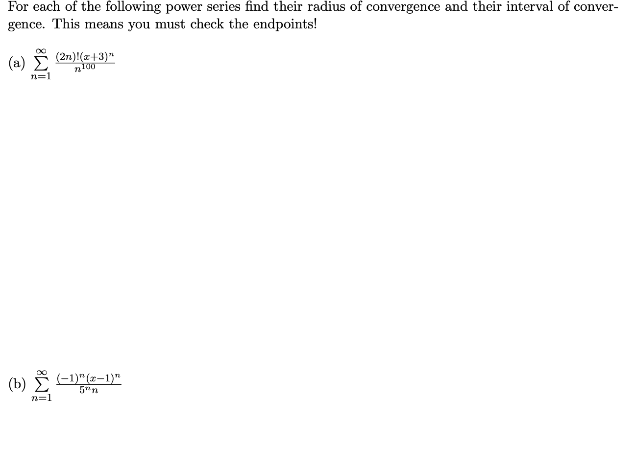 Solved For each of the following power series find their | Chegg.com