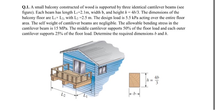 Solved A small balcony constructed of wood is supported by | Chegg.com