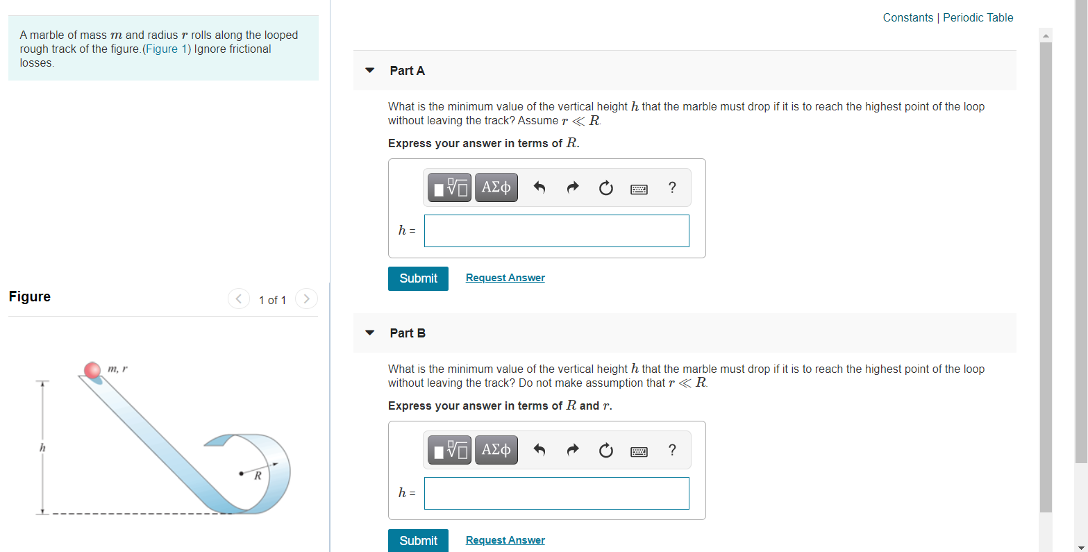Solved Constants Periodic Table A marble of mass m and | Chegg.com