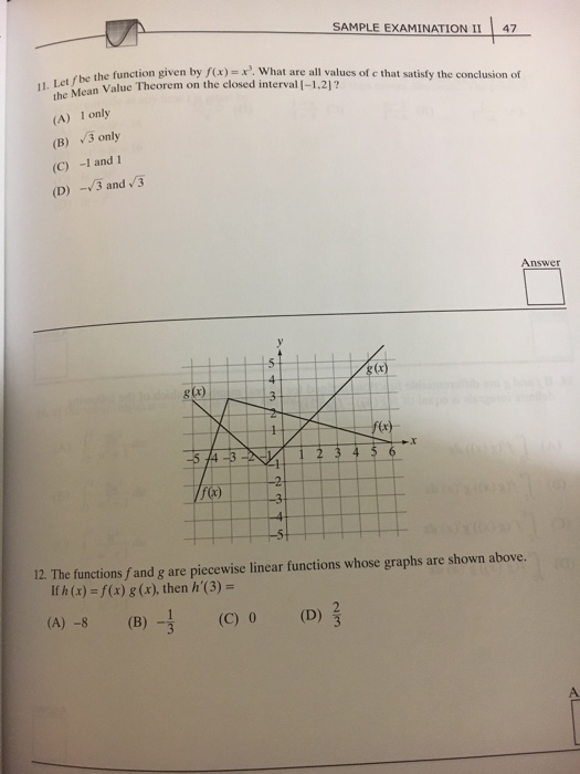 Solved the functions f and g are piecewise linear functions | Chegg.com