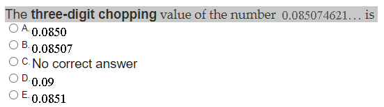 Solved The three-digit chopping value of the number | Chegg.com