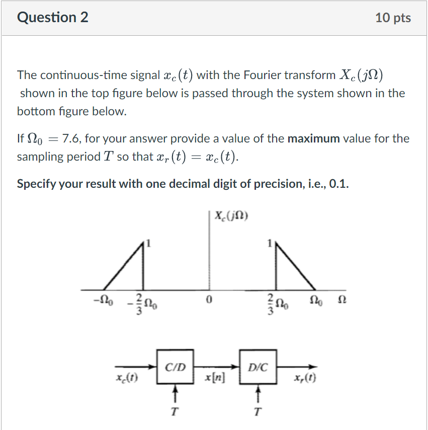 Solved The continuous-time signal xc(t) with the Fourier | Chegg.com