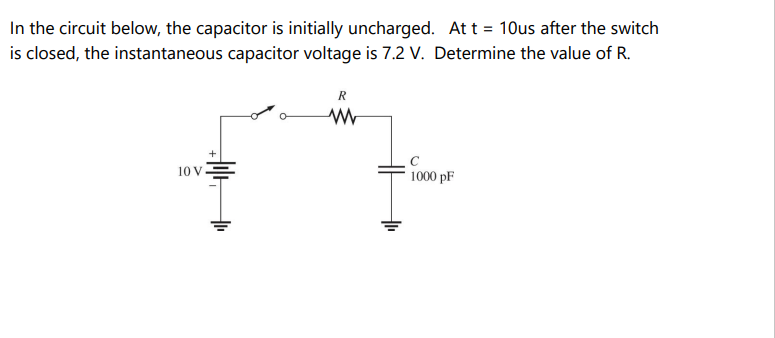 Solved In the circuit below, the capacitor is initially | Chegg.com