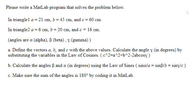 Solved Please write a MatLab program that solves the problem | Chegg.com