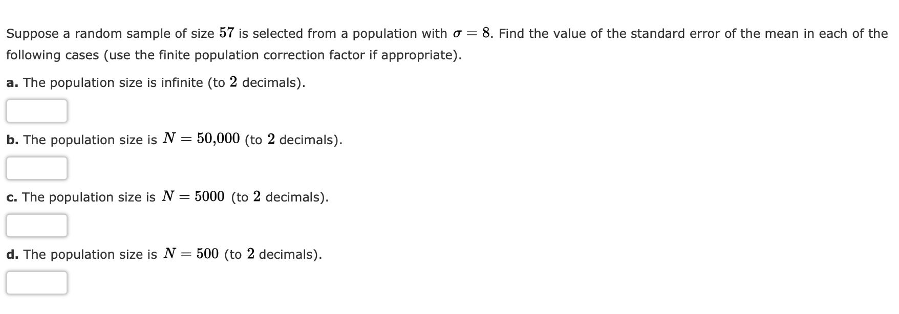 Solved Suppose a random sample of size 57 is selected from a | Chegg.com