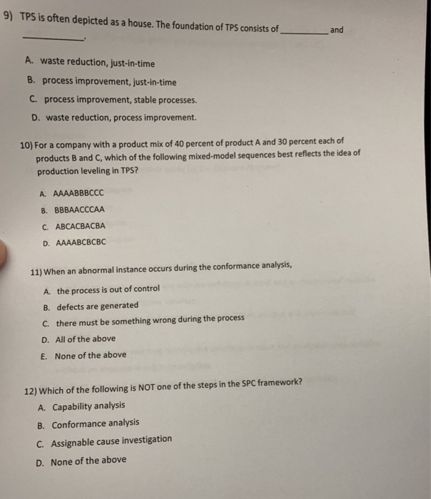 Solved 9) TPS is often depicted as a house. The foundation | Chegg.com