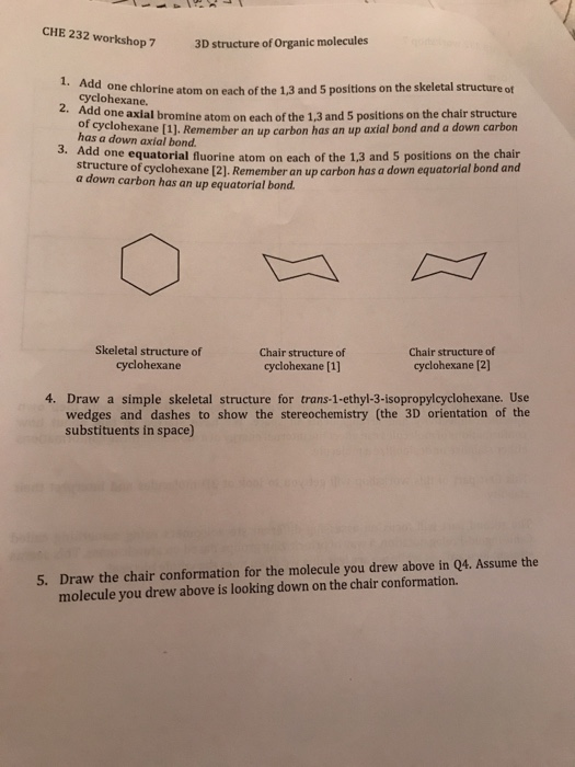 Solved workshop 7 3D structure of Organic molecules 1. Add | Chegg.com