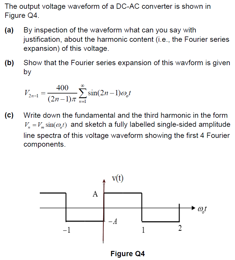 Solved The output voltage waveform of a DC-AC converter is | Chegg.com