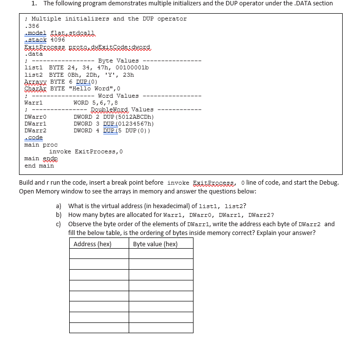 ; Multiple initializers and the DUP | Chegg.com