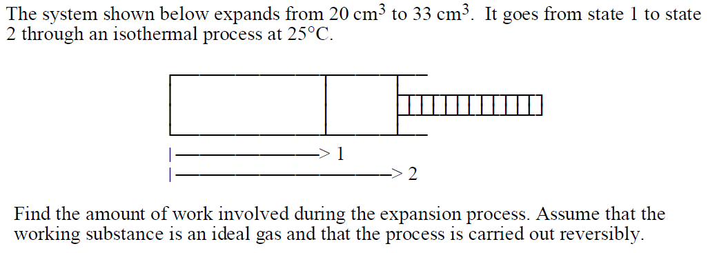 Solved The system shown below expands from 20 cm2 to 33 cm3. | Chegg.com