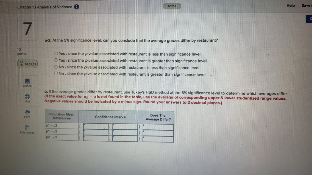 Solved Help Save Lalu Chapter 13 Analysis Of Variance 0 9389