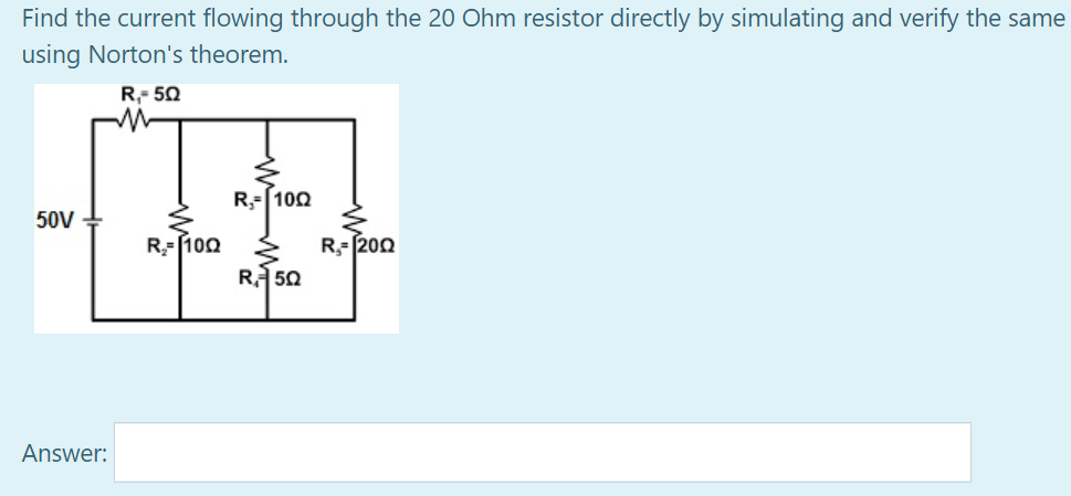 Solved Find The Current Flowing Through The 20 Ohm Resistor