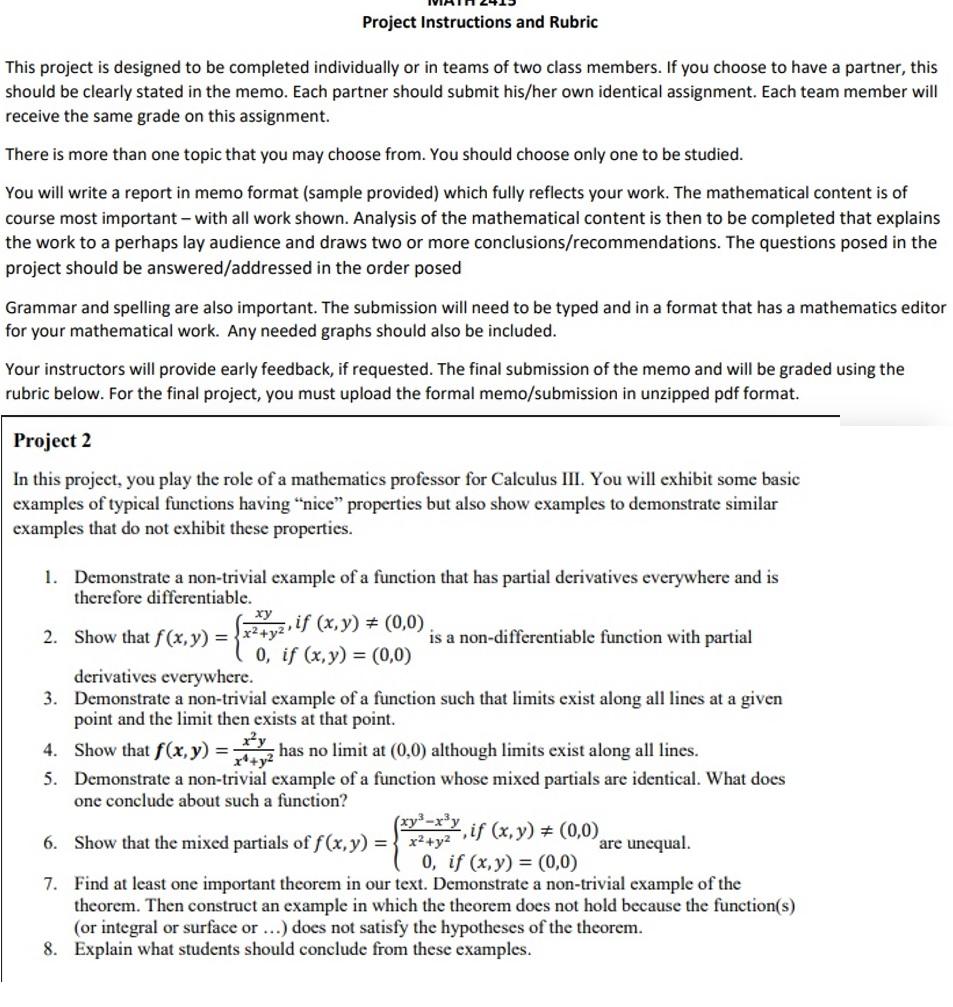 Project Instructions and Rubric This project is | Chegg.com