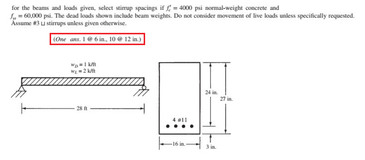 for the beams and loads given, select stirrup | Chegg.com