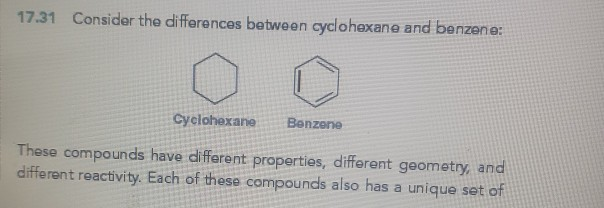 Solved 17.31 Consider the differences between cyclohexane | Chegg.com
