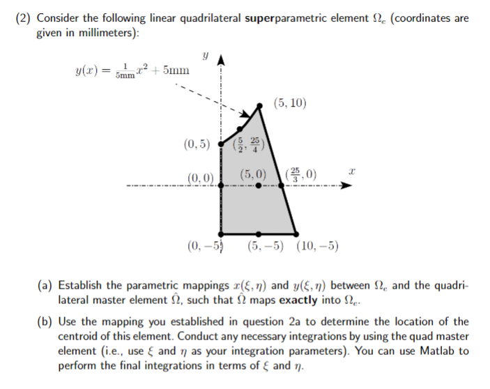 Solved (2) ﻿Consider the following linear quadrilateral | Chegg.com