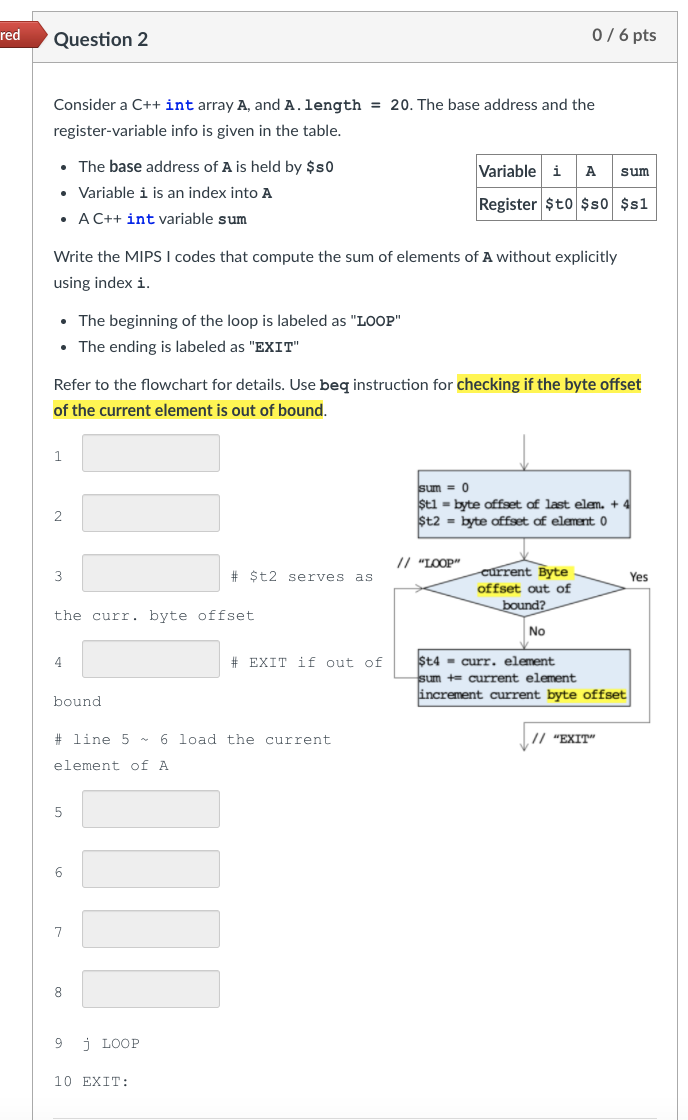 Solved Red Question 2 06 Pts Consider A C Int Array A 