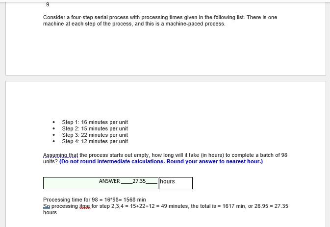 Solved 9 Consider a four-step serial process with processing | Chegg.com