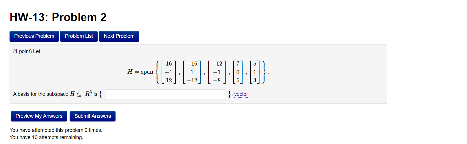 Solved HW-13: Problem 2 Previous Problem Problem List Next | Chegg.com