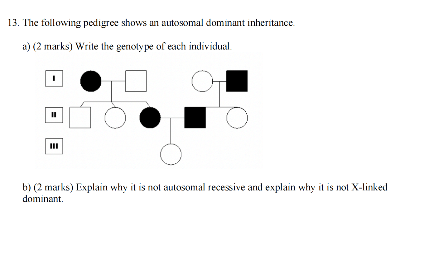 Solved 13. ﻿The following pedigree shows an autosomal | Chegg.com