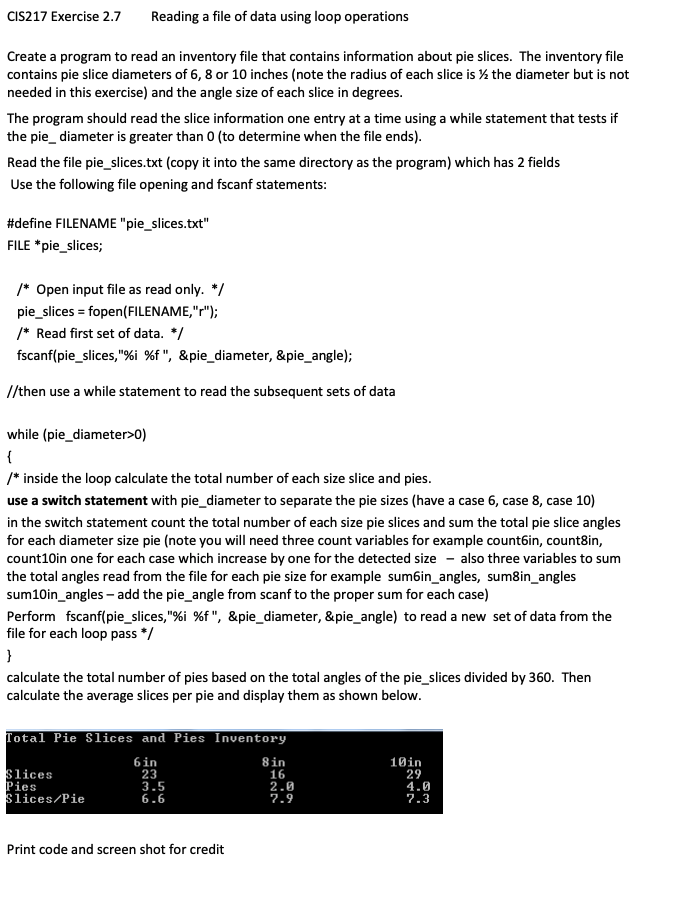 Solved Cis217 Exercise 27 Reading A File Of Data Using Loop 7565
