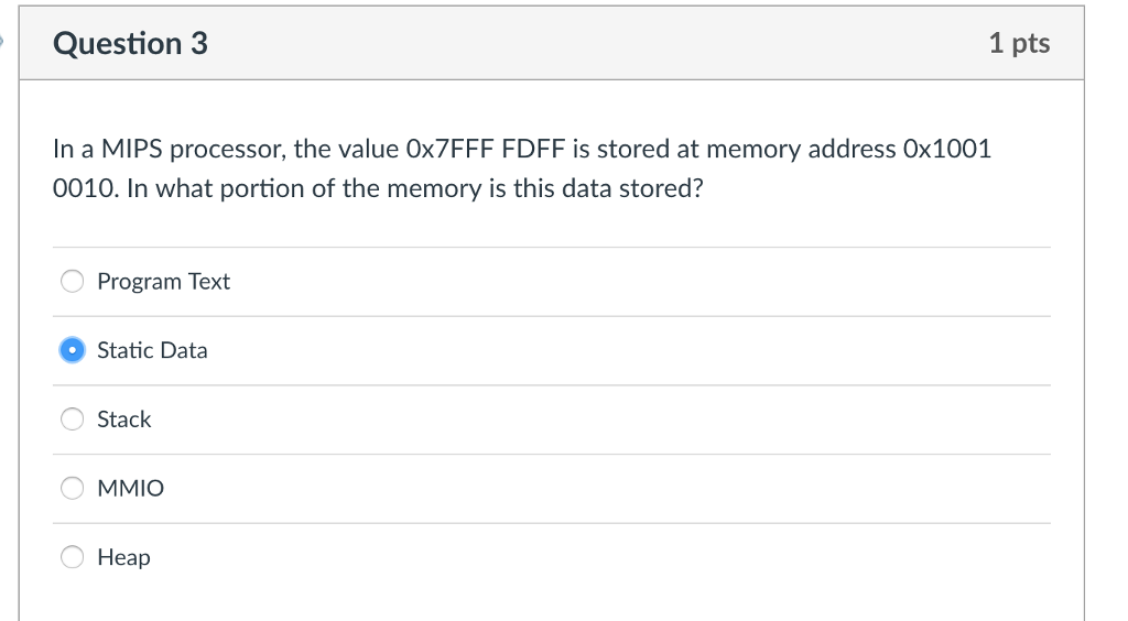 Solved In a MIPS processor, the value 0x7FFF FDFF is stored | Chegg.com