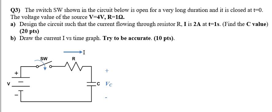 Solved Q3) ﻿The switch SW shown in the circuit below is open | Chegg.com