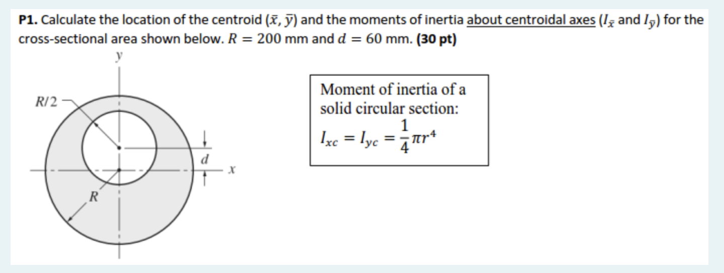 Solved P1. Calculate the location of the centroid (xˉ,yˉ) | Chegg.com