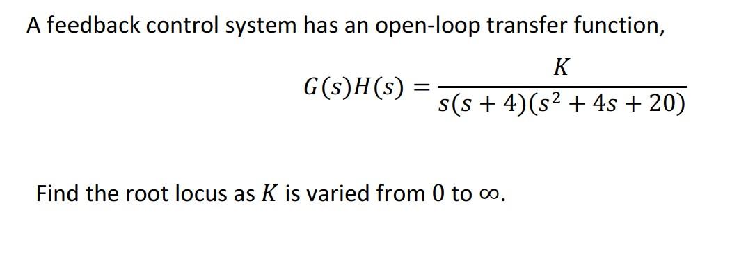 Solved A feedback control system has an open-loop transfer | Chegg.com