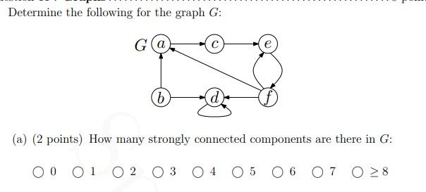 Solved Determine the following for the graph G: Ga b (a) (2 | Chegg.com