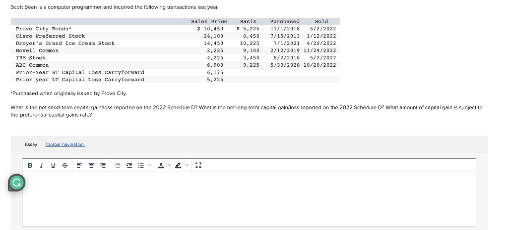 Solved Scott Bean is a computer programmer and incurred the | Chegg.com