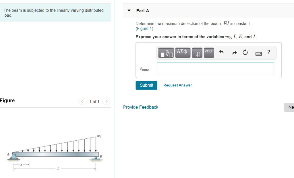Solved The beam is subjected to the linearly varying | Chegg.com