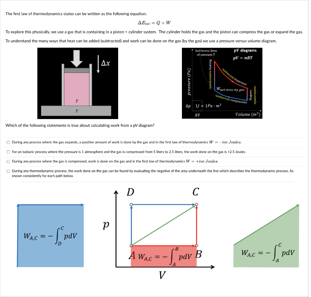 Work Equation Thermodynamics