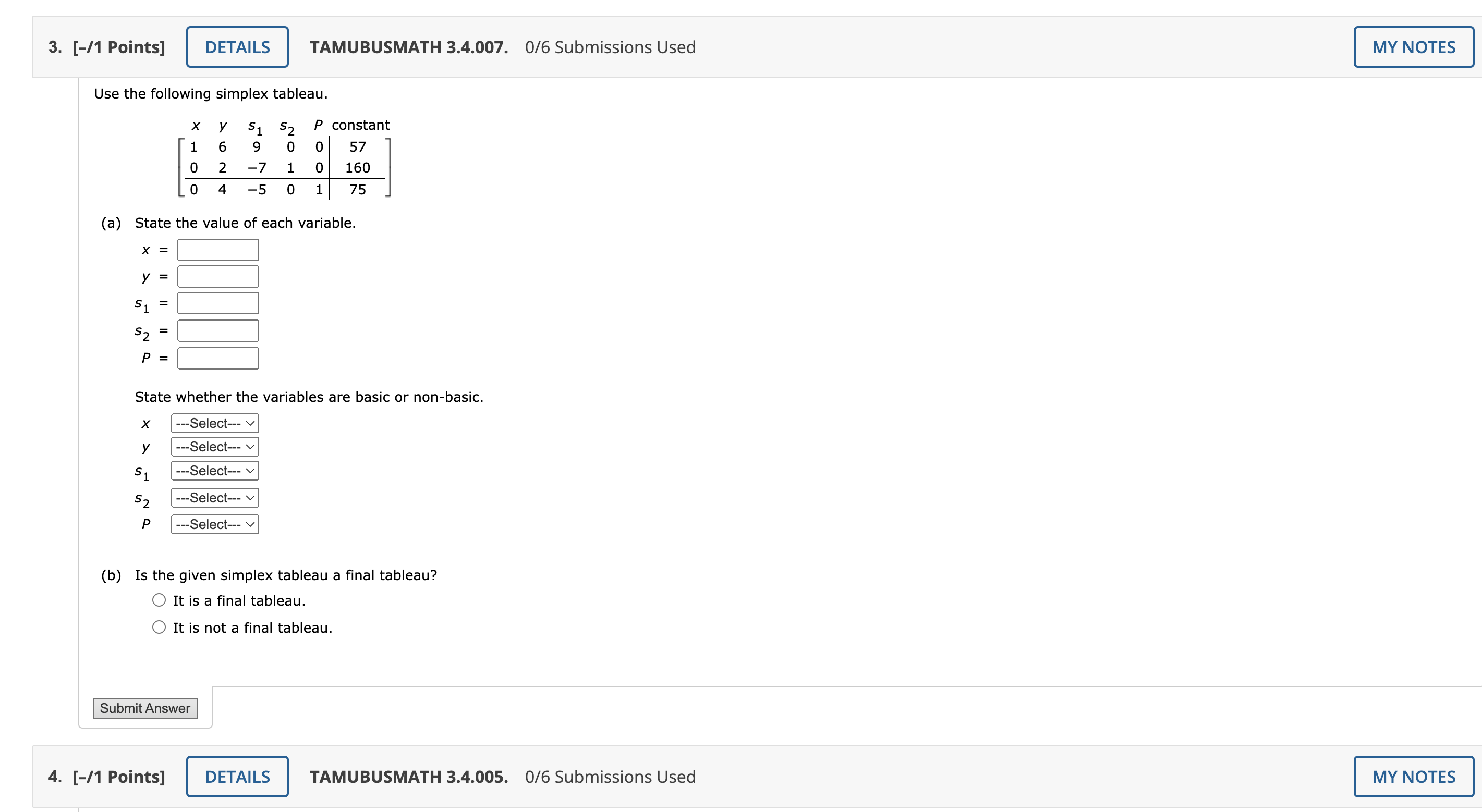 Solved Use the following simplex tableau. | Chegg.com