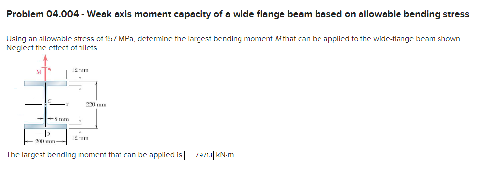 Solved Problem 04 004 Weak Axis Moment Capacity Of A Wide