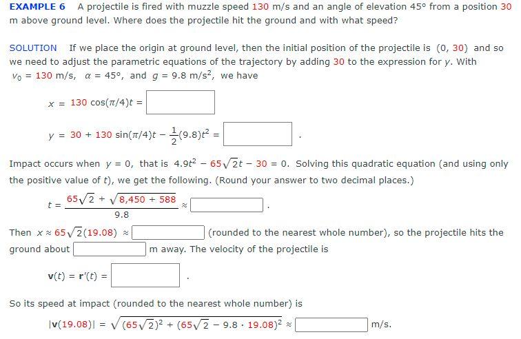 Solved EXAMPLE 6 A projectile is fired with muzzle speed 130 | Chegg.com