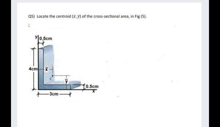 Solved 5) Locate the centroid (x,y) of the cross-sectional | Chegg.com