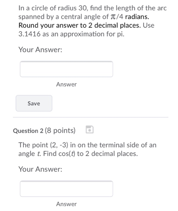 Solved In a circle of radius 30, find the length of the arc | Chegg.com