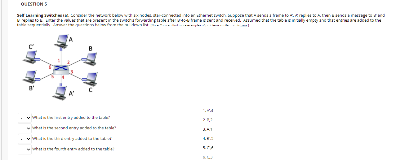 Solved Question 5 Self Learning Switches A Consider The 