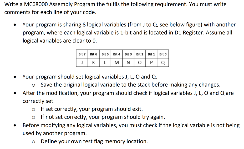 Write a MC68000 Assembly Program the fulfils the | Chegg.com