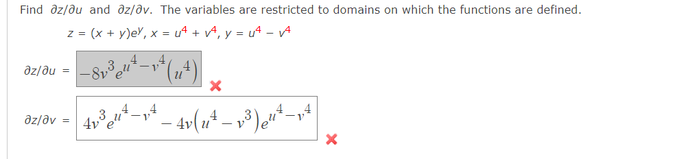 Solved Find ∂z/∂u and ∂z/∂v. The variables are restricted to | Chegg.com
