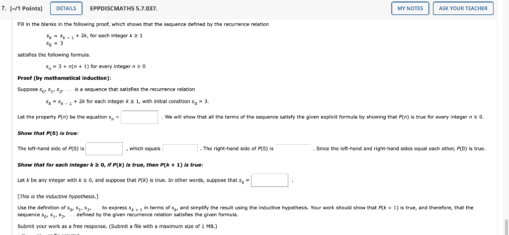 Solved 7. (-/1 Points] DETAILS EPPDISCMATH5 5.7.037. MY | Chegg.com
