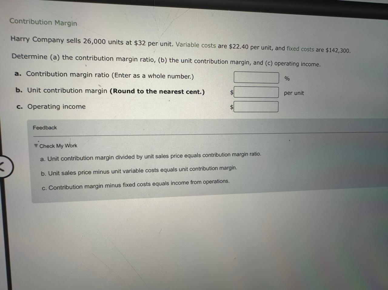 Solved Contribution Margin Harry Company sells 26,000 units | Chegg.com