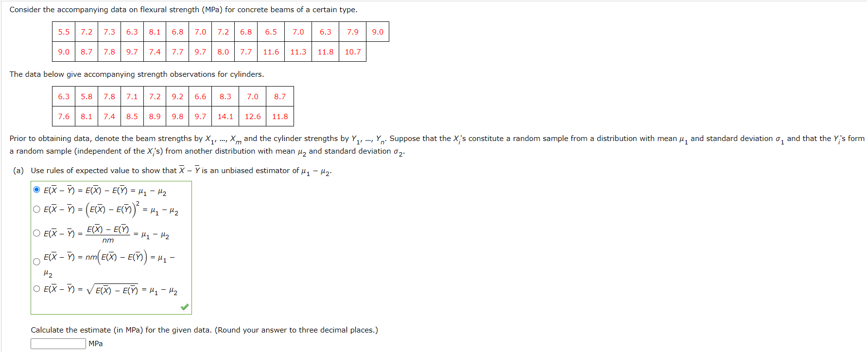 Solved Consider the accompanying data on flexural strength | Chegg.com