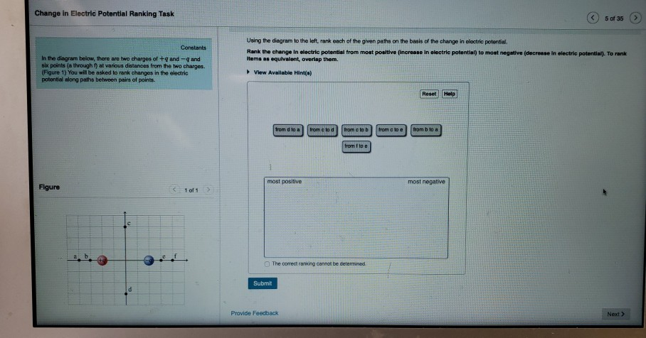 Solved Change in Electric Potential Ranking Task Using the | Chegg.com