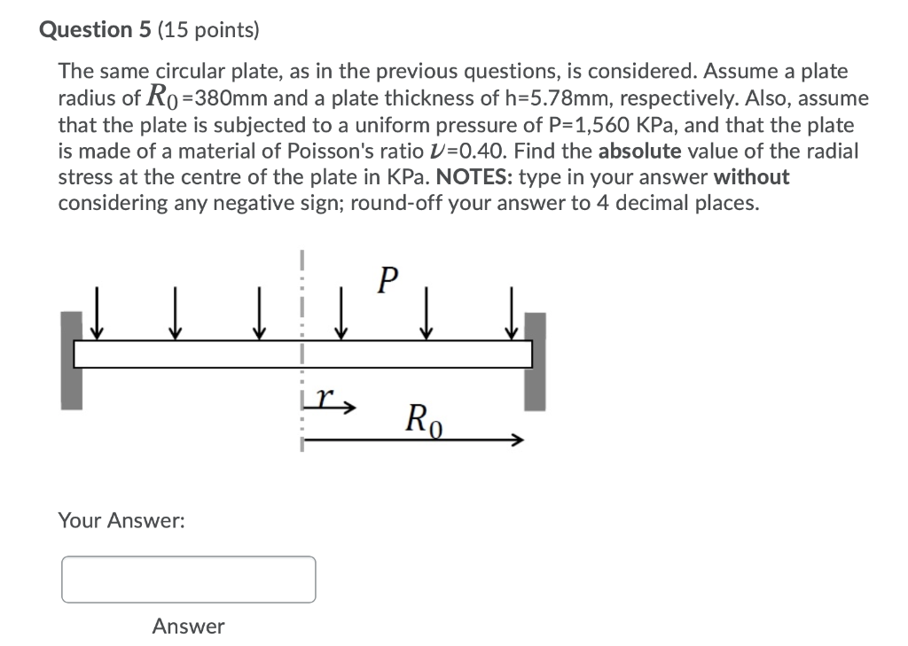 Solved Question 5 (15 points) The same circular plate, as in | Chegg.com