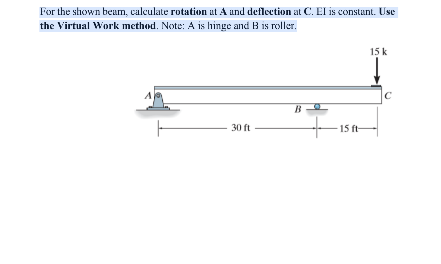 Solved For the shown beam, calculate rotation at A and | Chegg.com