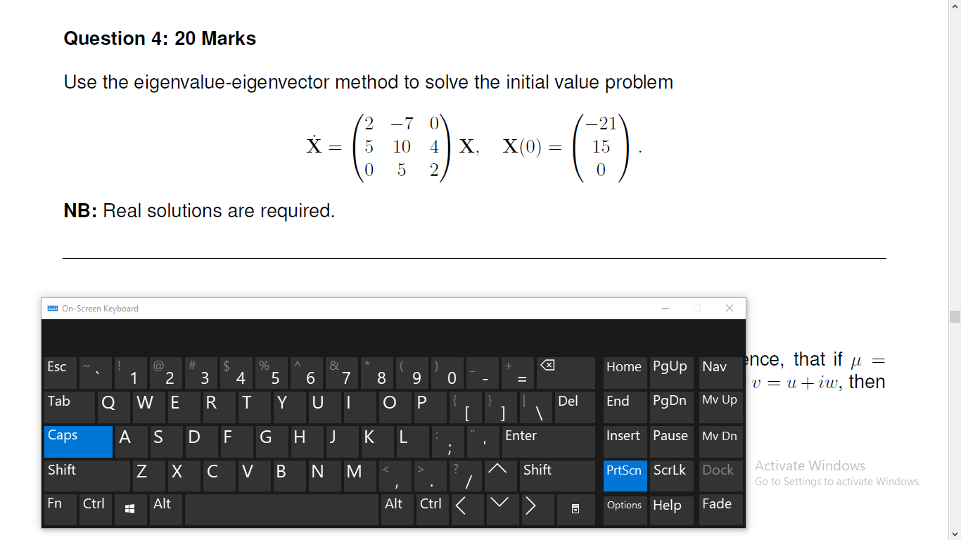 Solved Question 4: 20 Marks Use the eigenvalue-eigenvector | Chegg.com